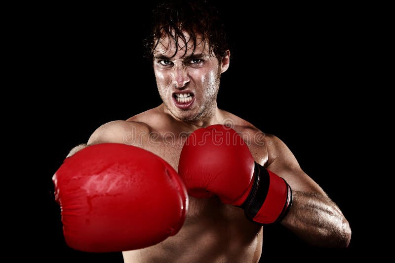 Fitness Boxer Boxing Outside on Road in Hoodie Stock Image - Image of ...