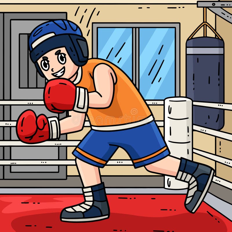 Boxing Boxer Evading Colored Cartoon Illustration Stock Vector ...