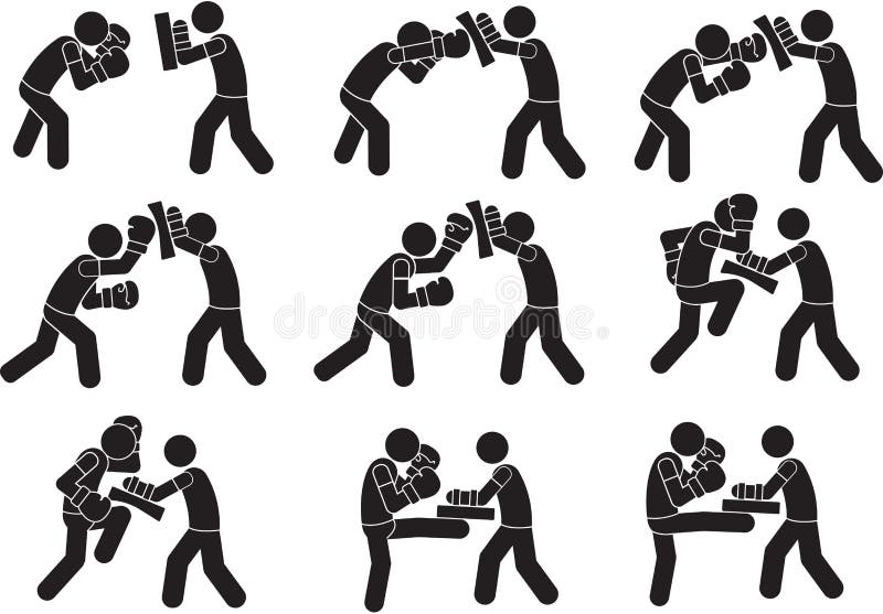 Stick Figure Boxing Icon, Boxers Duel Stock Vector - Illustration of ...