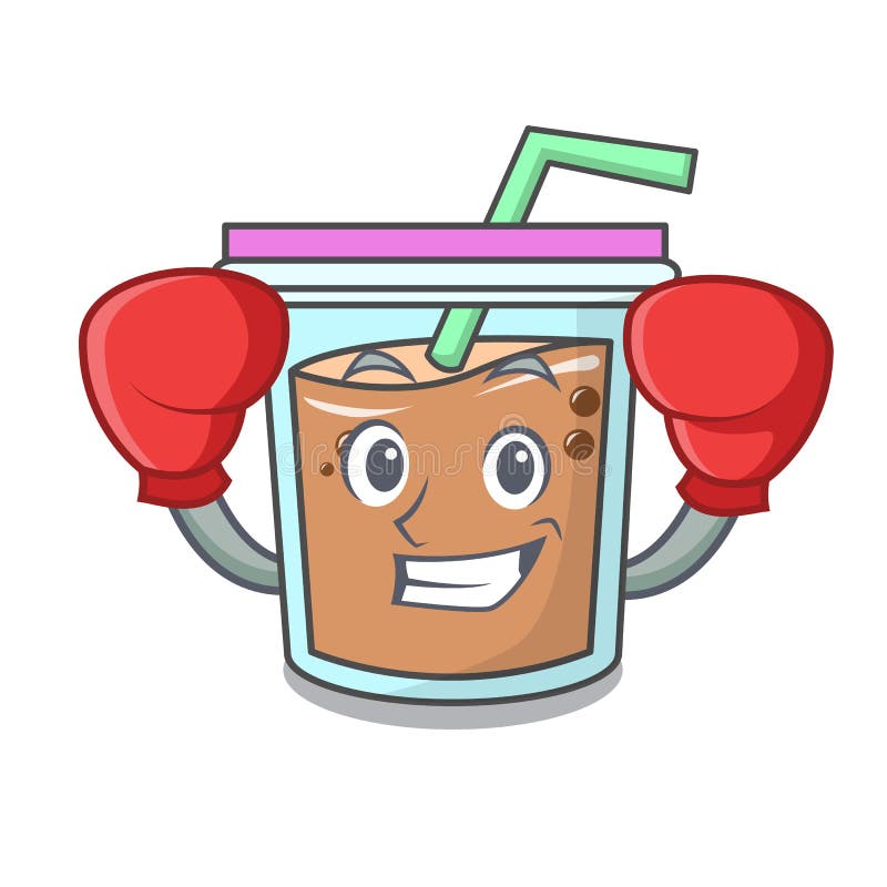 Boxing Bubble Tea Character Cartoon Stock Vector - Illustration of ...