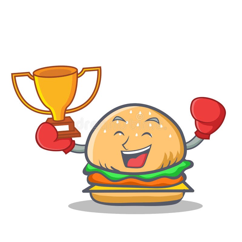 Boxing Burger Character Fast Food Winner Stock Vector - Illustration of ...