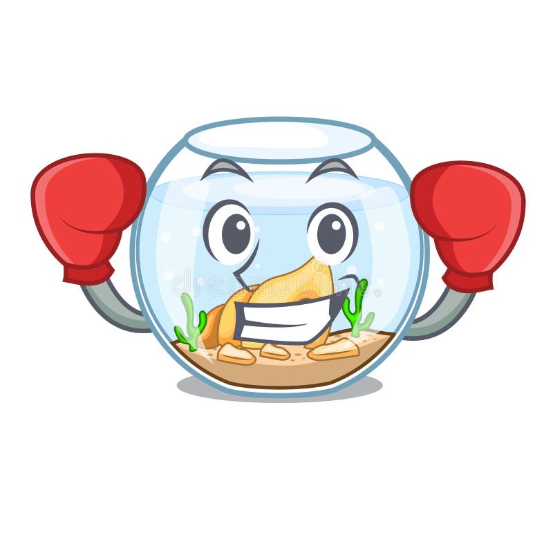 Boxing Cartoon Goldfish a in on Fishbowl Stock Vector - Illustration of ...