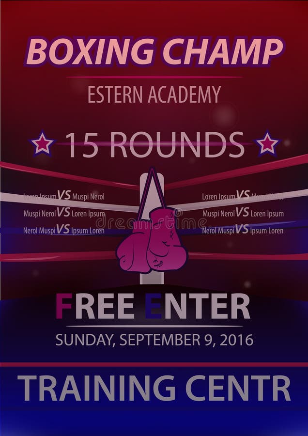 Boxing Champ Poster with Gloves and Ring Corner. Stock Illustration ...