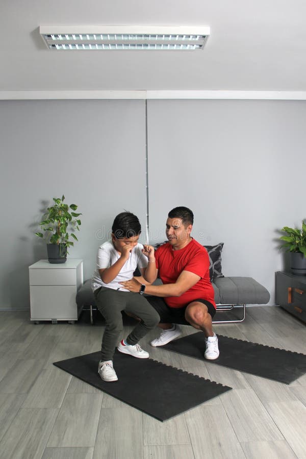 Boxing Classes in the Living Room between Dad and Son As a Student ...