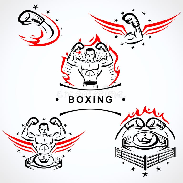 Boxing Collection Labels and Icon Set. Collection Icon Boxing Stock ...