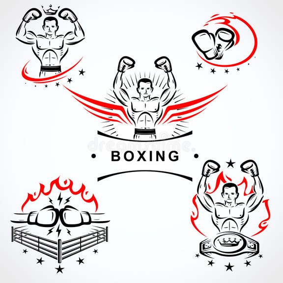 Boxing Collection Labels and Icon Set. Collection Icon Boxing Stock ...