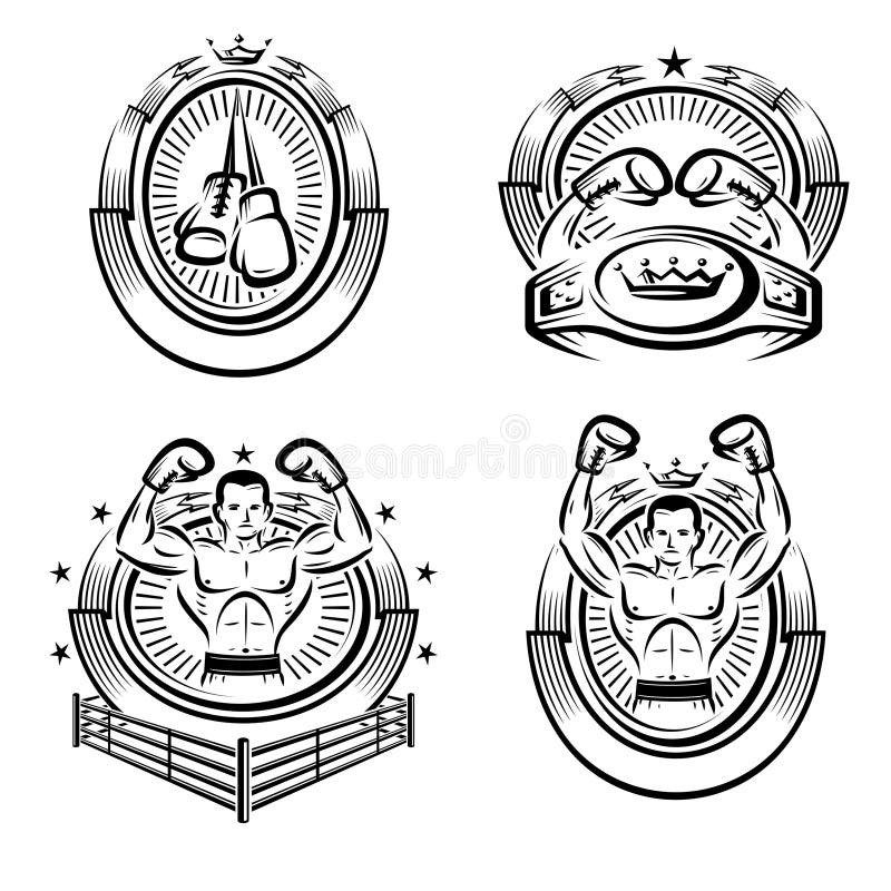 Boxing Collection Labels and Icon Set. Collection Icon Boxing Stock ...