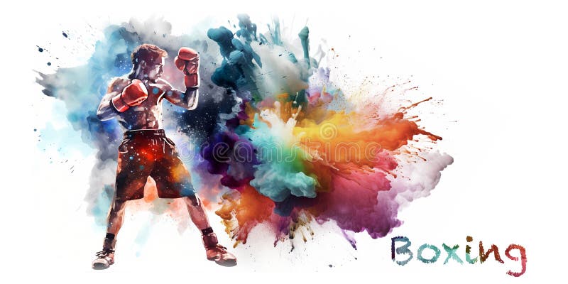 BOXING - Colourful Watercolour Web Banner for Olympic Boxing Stock ...
