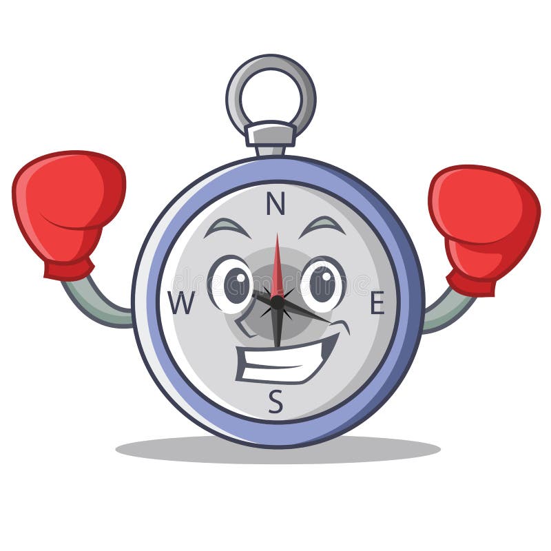 Boxing Compass Character Cartoon Style Stock Vector - Illustration of ...