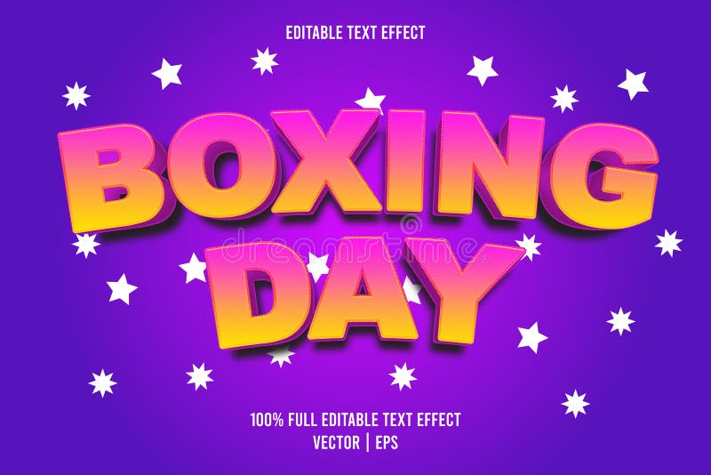 Boxing Day Editable Text Effect Cartoon Style Stock Vector ...