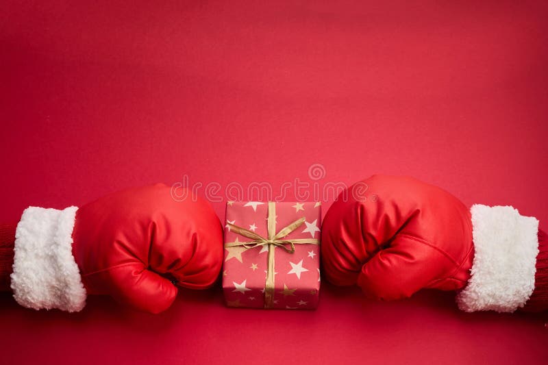 Boxing Day Shopping Creative Idea with Santa Clause Boxing Glove Stock ...