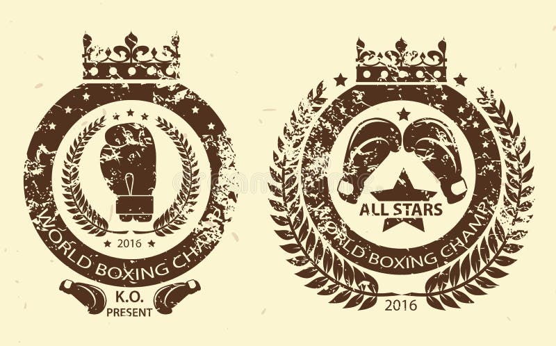 Boxing Distressed Print Set Stock Vector - Illustration of martial ...