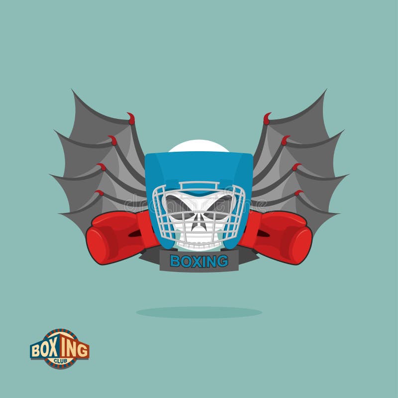 Boxing Emblem, Skull in a Boxing Helmet with Gloves, with Wings Stock ...