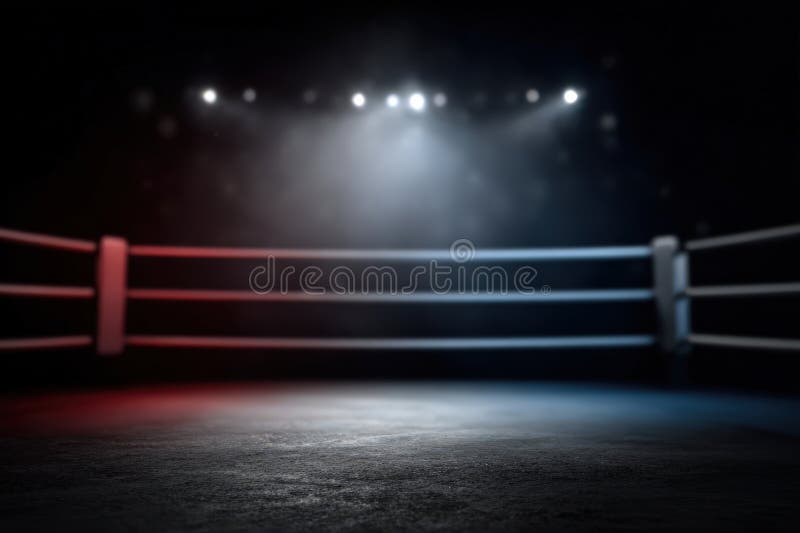 Boxing Event Flyer with Empty Ring and Bright Lights Stock Illustration ...