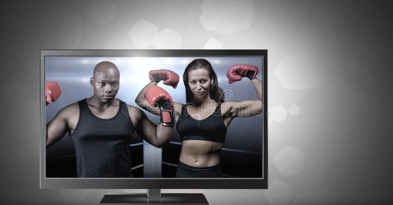 Boxing Fighters on Television Stock Image - Image of boxer ...