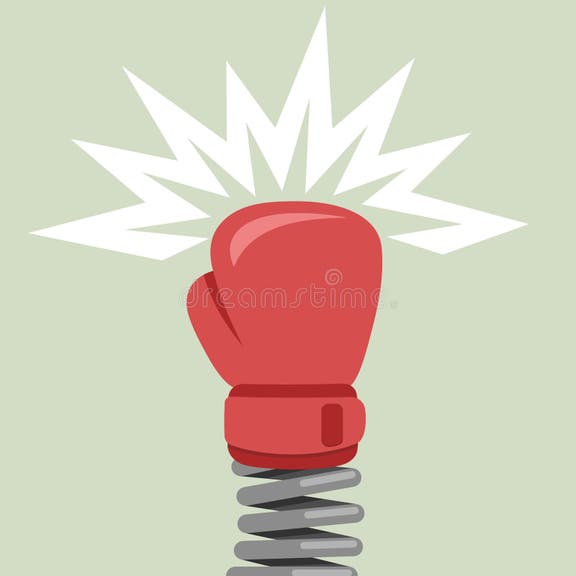 Boxing Glove on Spring Makes a Punch Stock Illustration - Illustration ...
