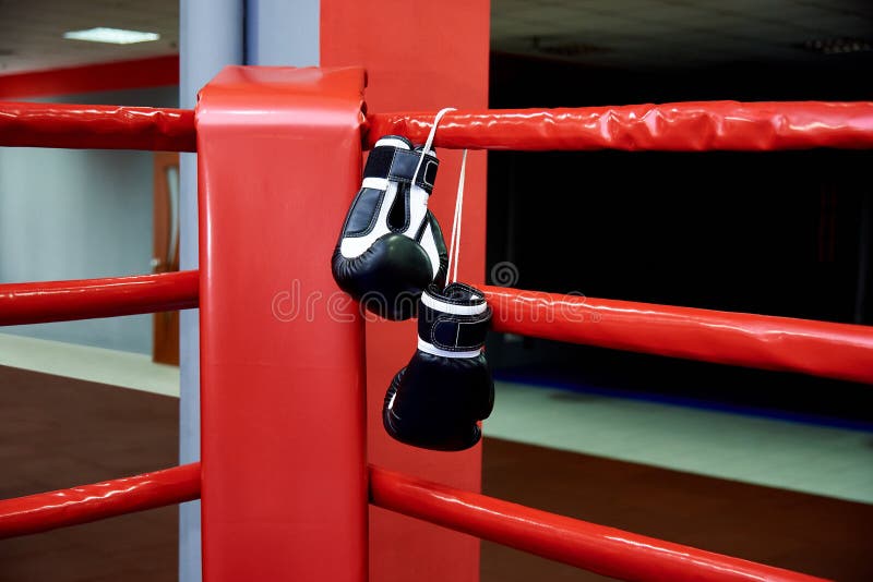 Boxing Gloves on Boxing Ring Stock Image - Image of protective ...