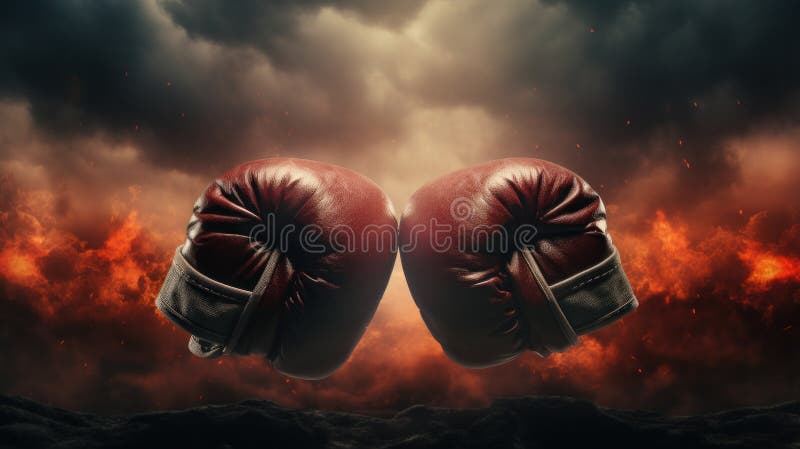 Boxing Gloves Clashing with Explosive Force Stock Illustration ...