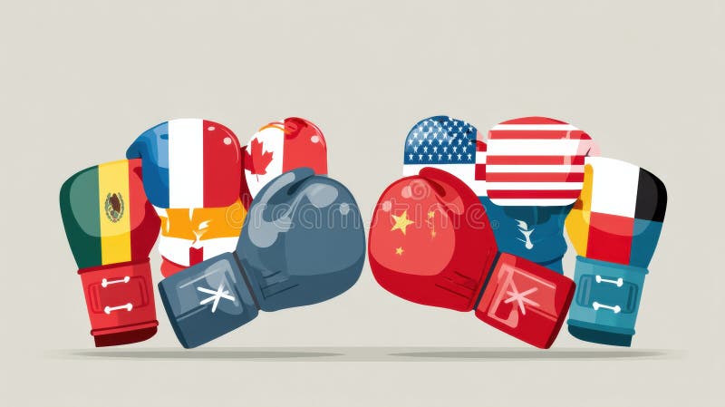 Flag Adorned Boxing Gloves Create a Vibrant Confrontation between ...