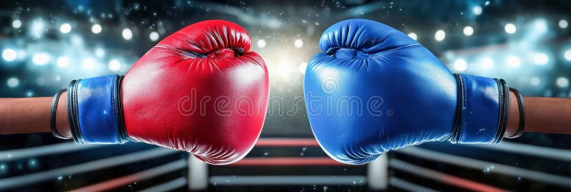 Boxing Gloves Faceoff in Arena Stock Illustration - Illustration of ...