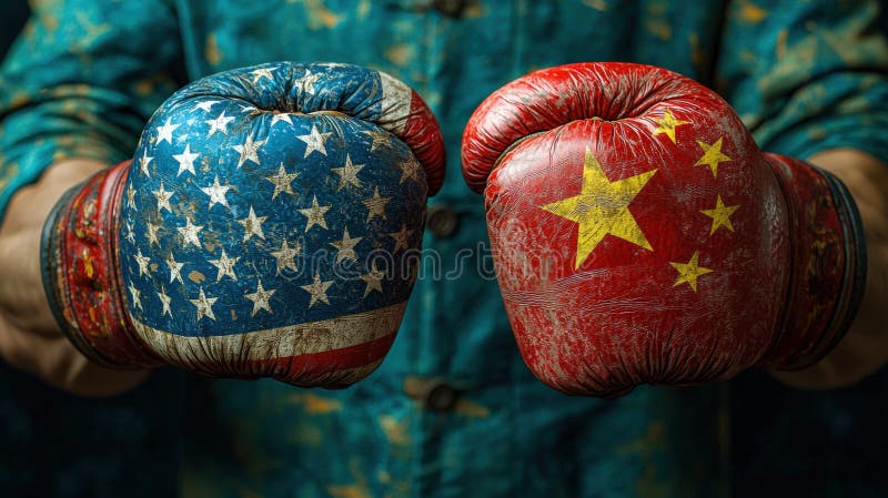 Boxing Gloves Featuring American and Chinese Flags Symbolize ...