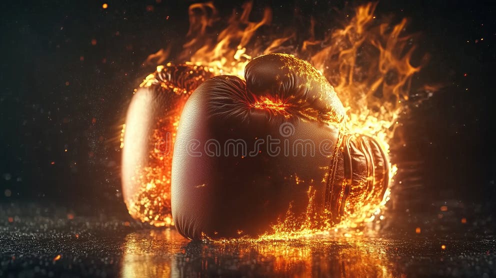 Boxing Gloves on Fire stock photo. Image of motivation - 343836352