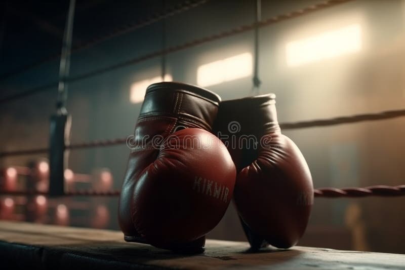 Boxing Gloves Hang on a Chain in a Gym. 3d Rendering Stock Illustration ...
