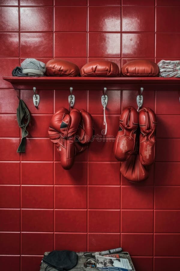 Boxing Gloves Hanging in a Locker Room Stock Illustration ...