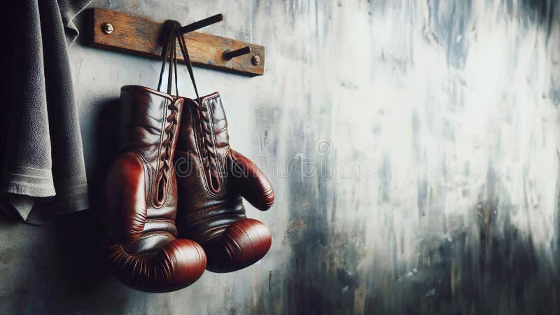Boxing Gloves Hanging on a Wall. Generated AI Stock Illustration ...