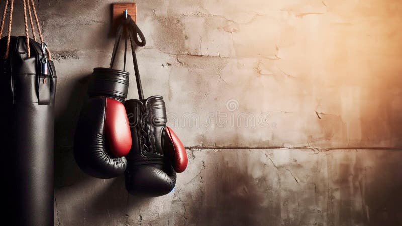 Boxing Gloves Hanging on a Wall. Generated AI Stock Illustration ...