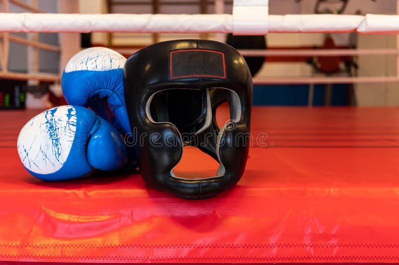 Boxing Gloves and Helmet. Boxing Helmet for Training Stock Image ...