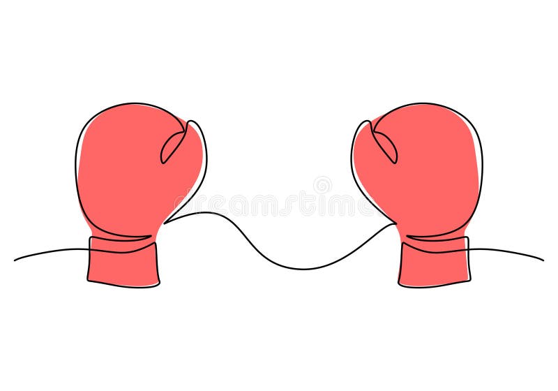Boxing Gloves One Line Drawing: Continuous Hand Drawn Sport Theme Stock ...