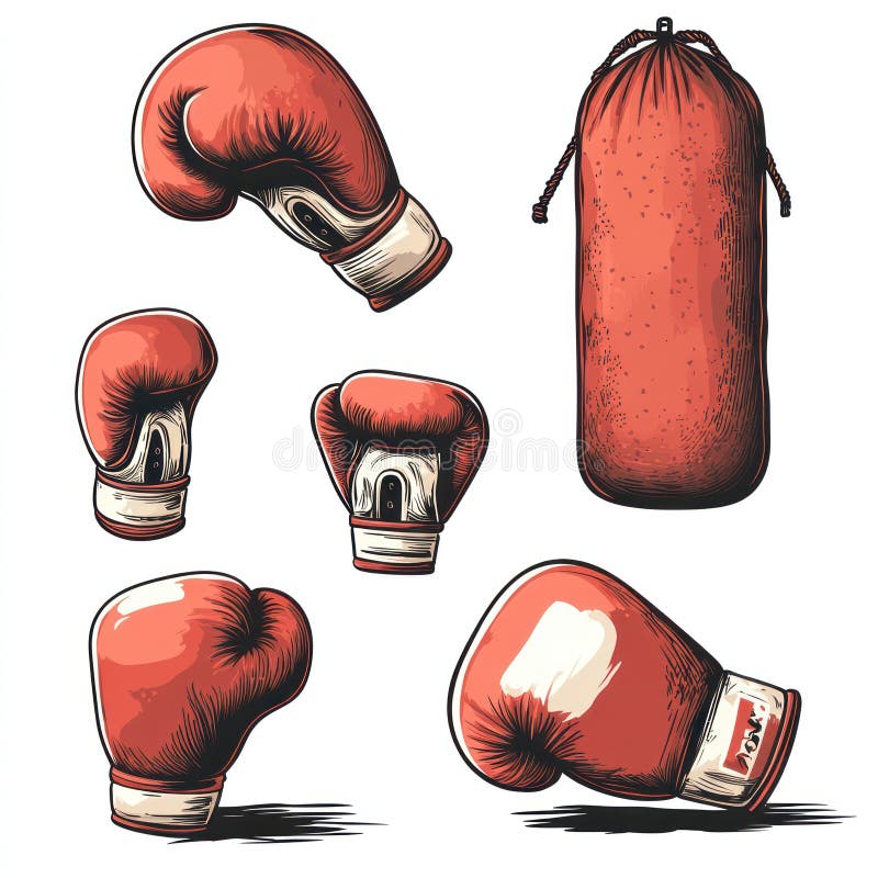 Boxing Gloves and Punching Bag Illustration Stock Illustration ...