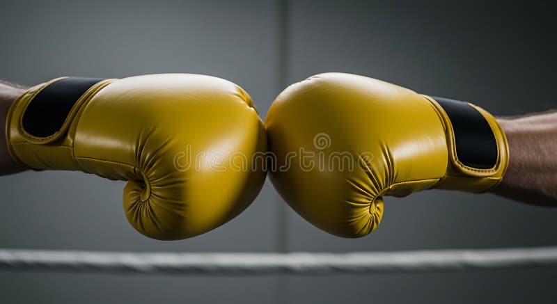 Boxing Gloves Touchdown Yellow Gear in a Boxing Ring Scenario Stock ...