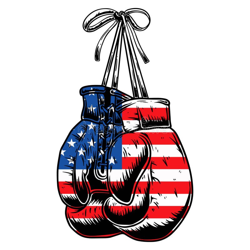 Boxing Gloves with USA Flag Design Stock Vector - Illustration of young ...
