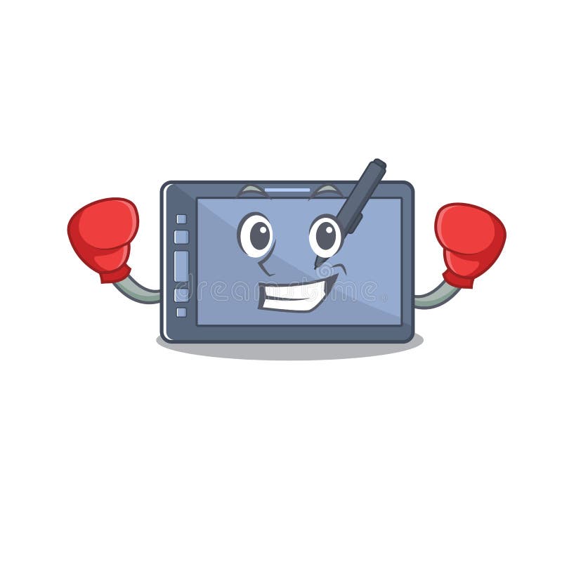 Boxing Graphic Tablet Character with the Cartoon Stock Vector ...