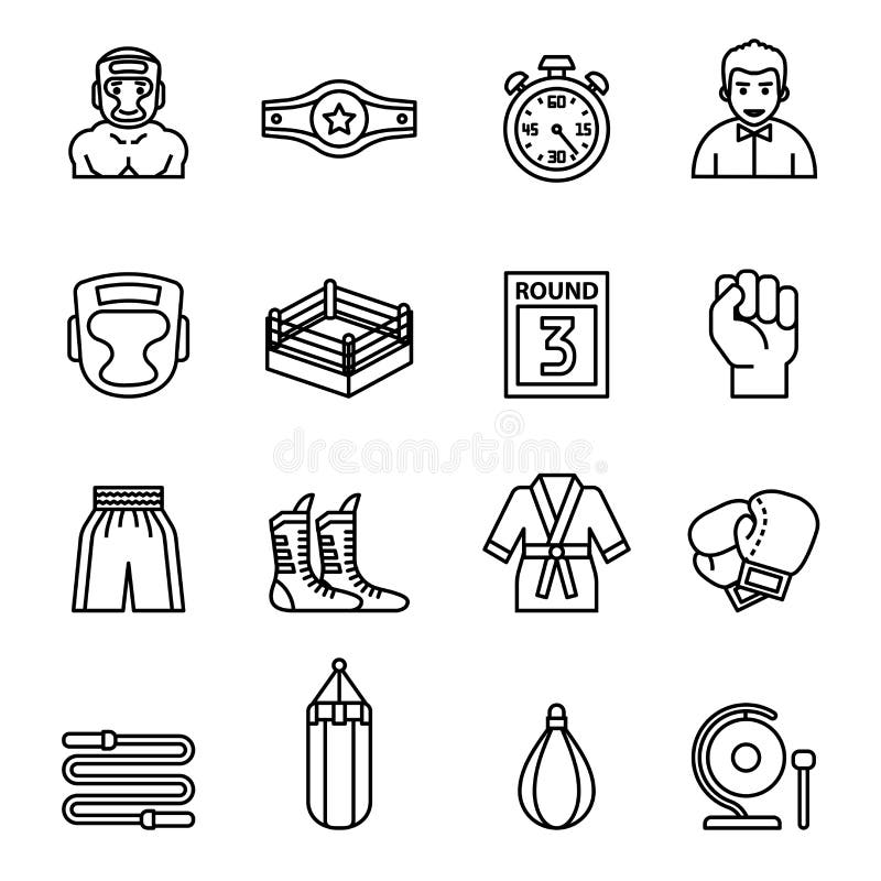 Boxing and Fighting Icons Set. Stock Vector - Illustration of award ...