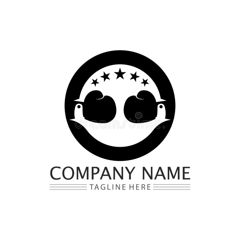 Boxing Icon Set and Boxer Design Illustration Symbol of Fighter Stock ...