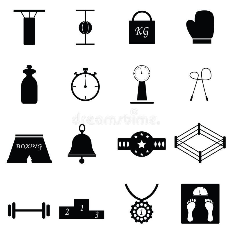 Boxing icon set stock vector. Illustration of symbol - 102197861