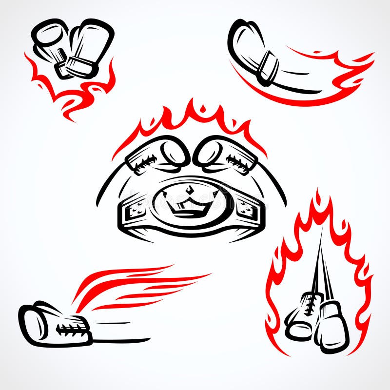 Boxing Icon Set. Collection Element Boxing Stock Illustration ...