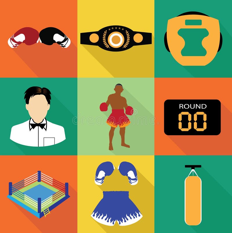 Boxing icons set stock vector. Illustration of shadow - 59885130