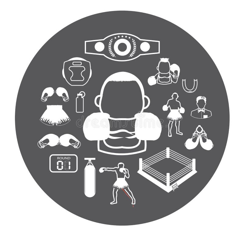 100 Boxing Icons Hexagon Orange Stock Vector - Illustration of ...