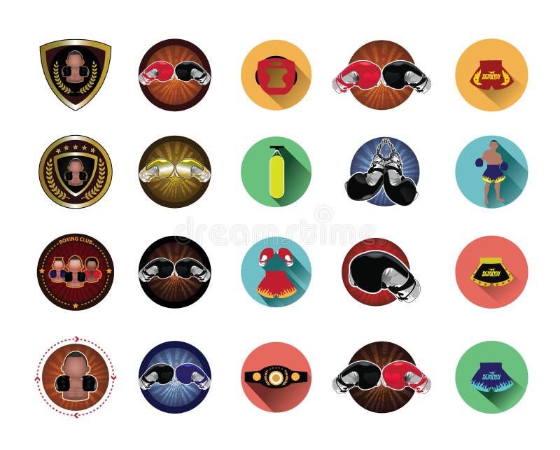 100 Boxing Icons Hexagon Red Stock Vector - Illustration of money ...