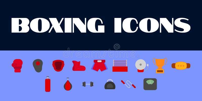 Boxing Icons Set Vector. Boxing Sports Icon Illustration. Boxing Icons ...