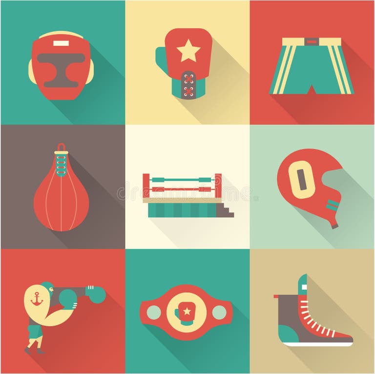 Boxing icons stock vector. Illustration of cloths, glove - 33616748