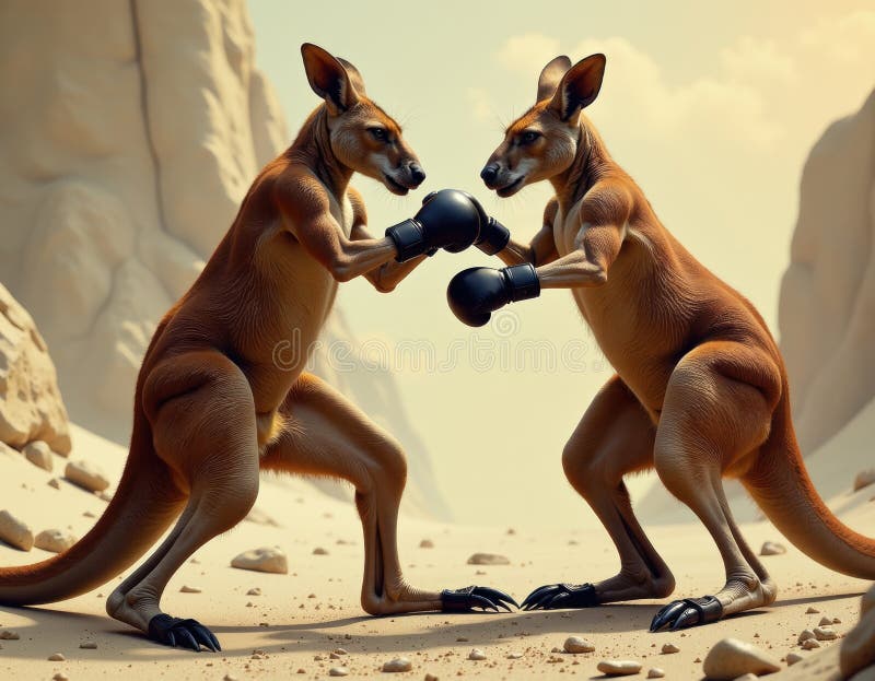 Boxing Kangaroos: a Funny and Playful Match Stock Illustration ...