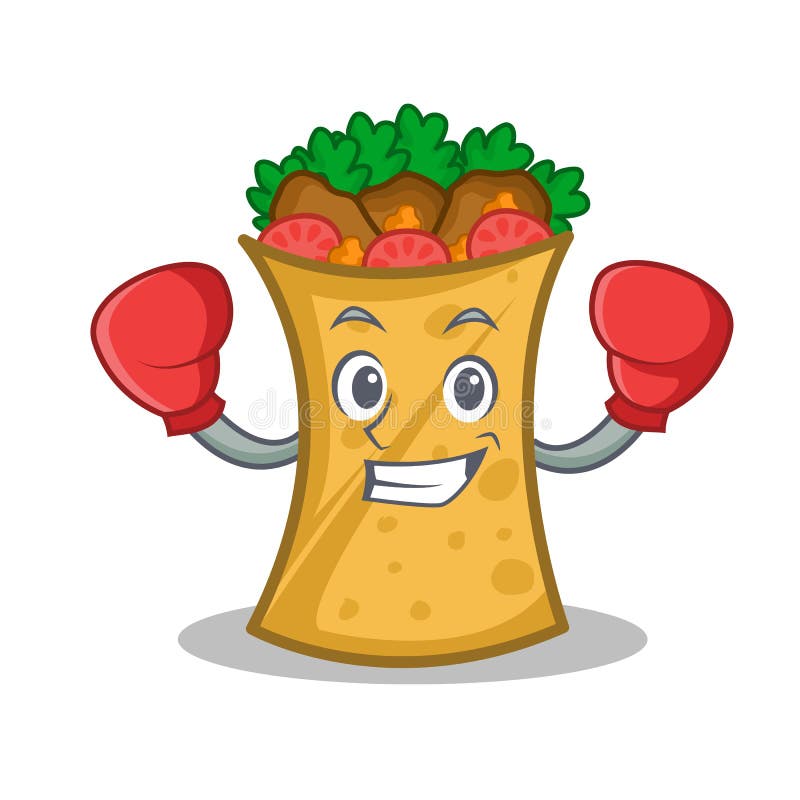 Boxing Kebab Wrap Character Cartoon Stock Vector - Illustration of beef ...