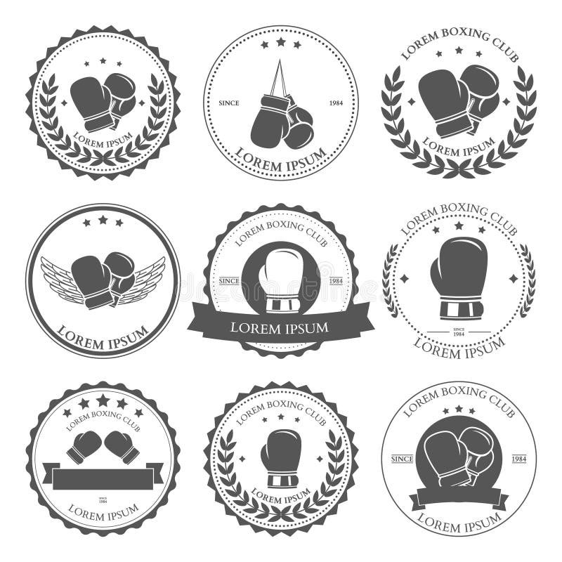 Boxing Labels and Icons Set. Vector Stock Vector - Illustration of ...