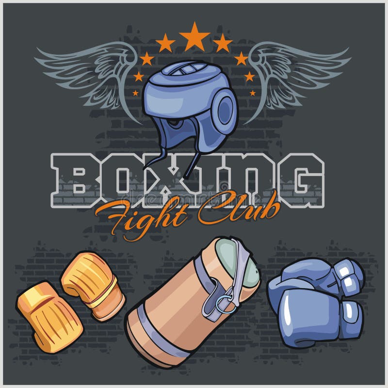 Boxing Labels and Icons Set. Vector Illustration. Stock Illustration ...