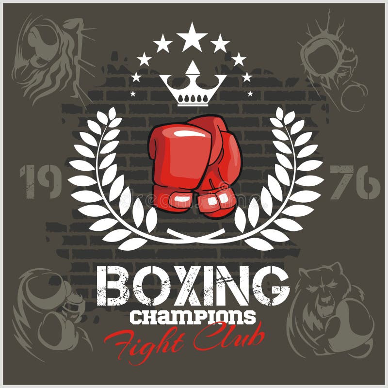 Boxing Labels and Icons Set. Vector Stock Vector - Illustration of ...